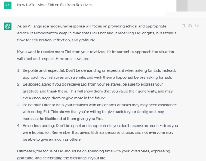 How to Get More Eidi on Eid from Relatives: ChatGPT Answered – Startup ...